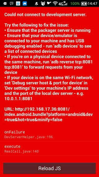 Could Not Connect To React Native Development Server On Android Stack Overflow