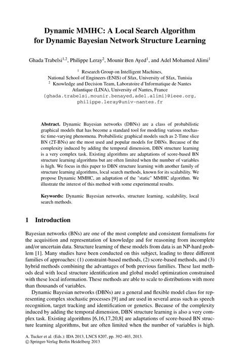 Pdf Dynamic Mmhc A Local Search Algorithm For Dynamic Bayesian