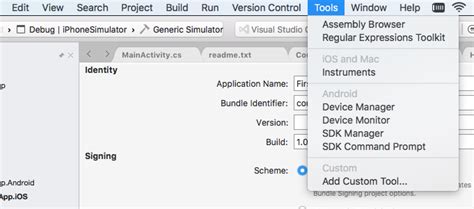 Xamarin Why Is Only Generic Simulator Showing And The Menu Item Ios And Mac Grayed Out In