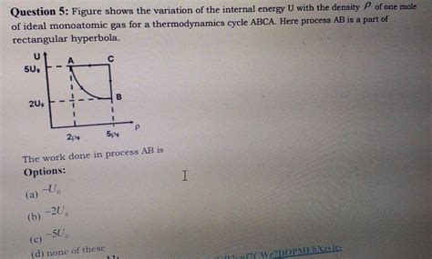 Answered Question 5 Figure Shows The Variation Of The Internal Energy
