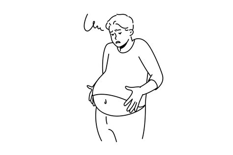 Unwell Man Suffer From Indigestion Unhealthy Male Struggle With