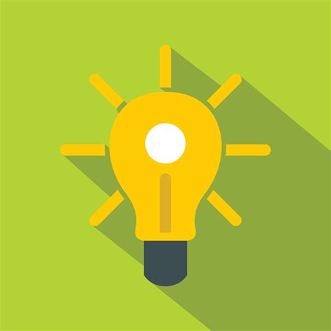 Yellow Glowing Light Bulb Icon Flat Style 14985385 Vector Art At Vecteezy