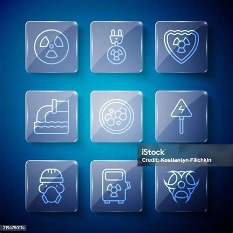 원자로 작업자 전기 자동차 충전소 생물학적 위험 기호 방사성 차폐 분자 폐수 및 고전압 기호 아이콘을 설정합니다 벡터 과학에 대한 스톡 벡터 아트 및 기타 이미지 Istock