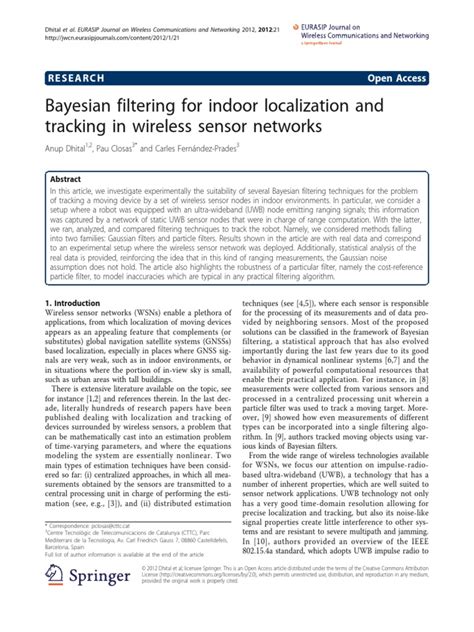 Bayesian Filtering For Indoor Localization And Tracking In Wireless
