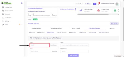 how to add mx record