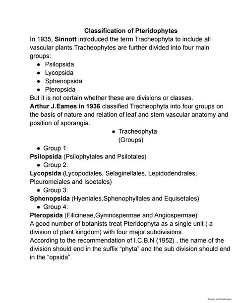 SOLUTION Classification Of Pteridophytes Studypool