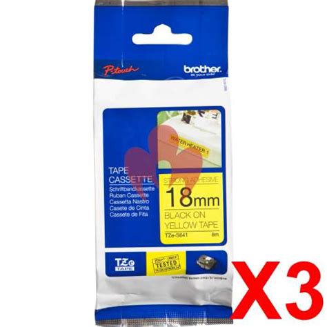 Brother Tze S641 18mm Black On Yellow Strong Adhesive Laminated Tape 8