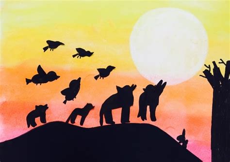 방문미술그림샘 아동미술 그라데이션 기법노을이 지는 풍경 그림자 그림 네이버 블로그