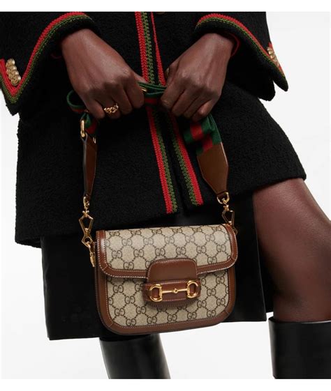 GUCCI Коричневая кожаная сумка через плечо Horsebit 1955 для женщин ...