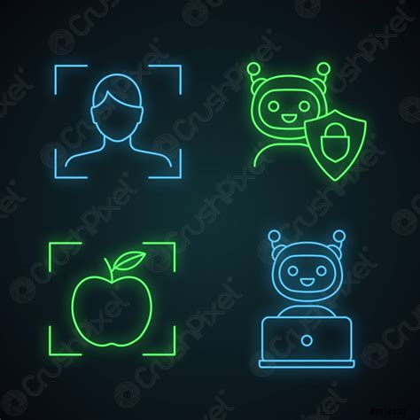 Machine Learning Neon Licht Pictogrammen Ingesteld Stock Vector 3914130 Crushpixel