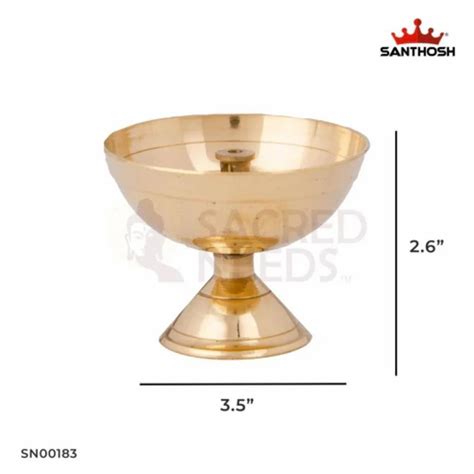 Round Pooja Santhosh Brass Pyali Deepam For Home Size 35x26 Lxh