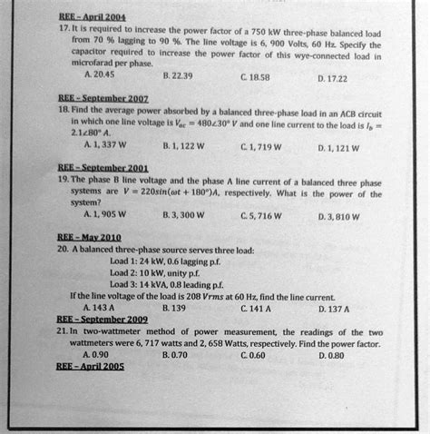 Ref April2004 17it Is Required To Increase The Power Factor Of A 750 Kw Three Phase Balanced