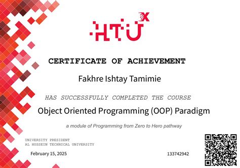 Earned My Object Oriented Programming Oop Certificate 🚀 Another Step Fakhre Tamimie 19