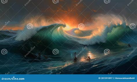 Massive Waves A Perfect Storm Big Waves Or Tsunamis Royalty Free Stock