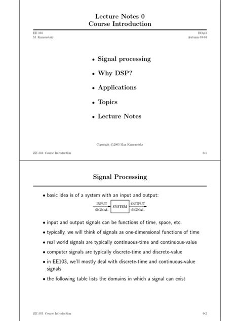 Dsp Note Sashi Sir Pdf Digital Signal Processing Discrete Time