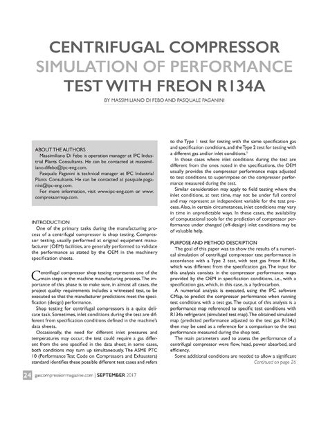 Ipc Eng Centrifugal Compressor Simulation Of Performance Test With Freon Ri34a Ipc Eng