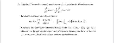 Solved Points The One Dimensional Wave Function Chegg