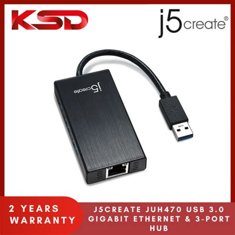 J5create J5 Create Juh470 Usb 30 Gigabit Ethernet And 3 Port Hub Lazada