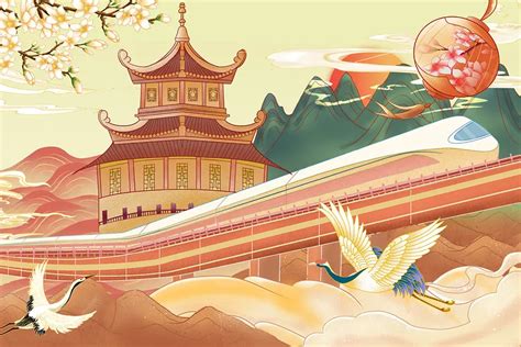 国潮新年喜庆春运高铁回家插画背景图片素材下载 图片编号ylgknzkd 免抠素材网