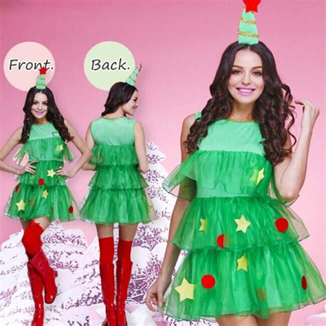 Pretty Green Christmas Tree Dress Costume Xt9830