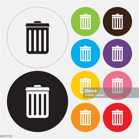 垃圾桶圖示向量圖形及更多剪裁圖圖片 剪裁圖 圓形 圖標集 Istock