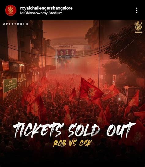 Rcb Vs Csk Tickets Sold Out R Rcb