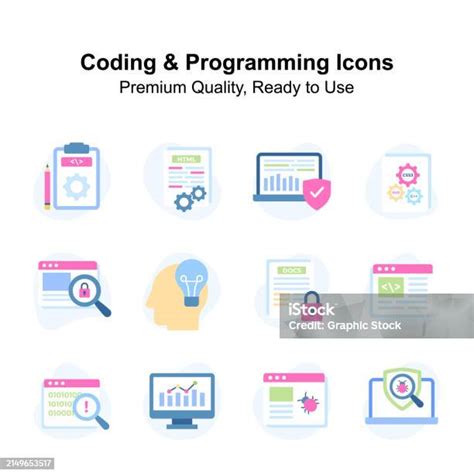Coding And Programming Premium Quality Icons Set Ready To Use Vectors Stock Illustration ...