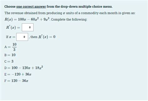 solved choose one correct answer from the drop down multiple