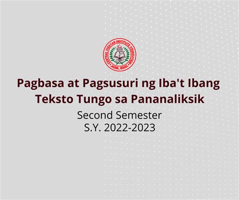Pagbasa At Pagsusuri Ng Ibat Ibang Teksto Tungo Sa Pananaliksik