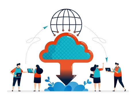 Premium Vector Cloud Data Center Illustration Global Access To Cloud Technology For Sharing