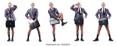 Composite Photo Naked Businessman On White Stock Photo