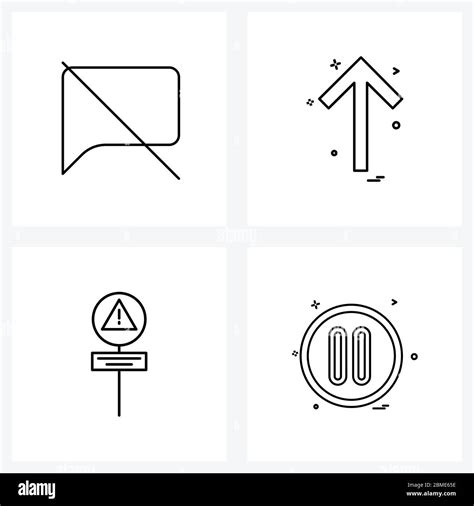 Modern Style Set Of 4 Line Pictograph Grid Based Bubble Board Disable