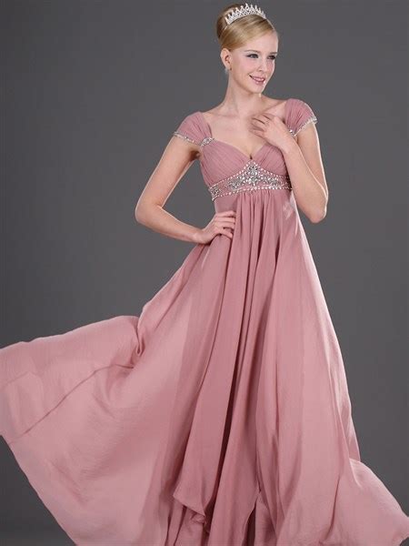Grey Chiffon A Line V Neck Cap Sleeve Prom Dress With Illusion Lace