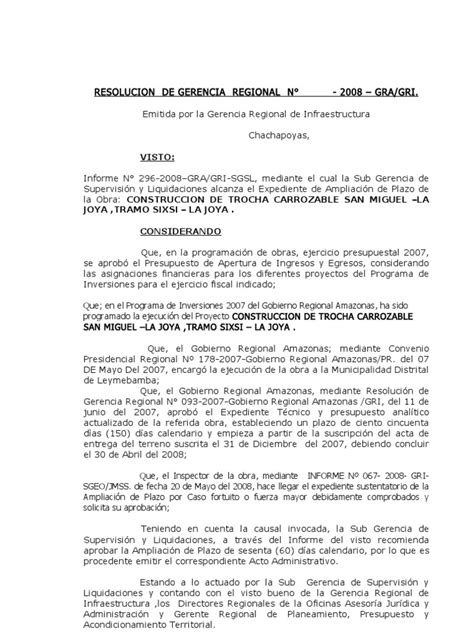 Resolucion De Ampliacion De Plazo Varios Pdf Presupuesto
