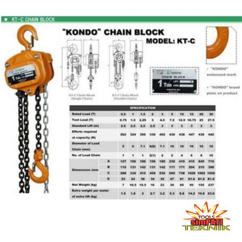 Jual Chain Block Kondotec 1 Ton X 5 Meter Takel Manual 1 Ton Kondotec