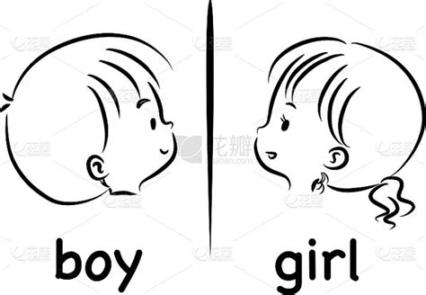 向量卡通男孩和女孩厕所性别标志素材 花瓣网