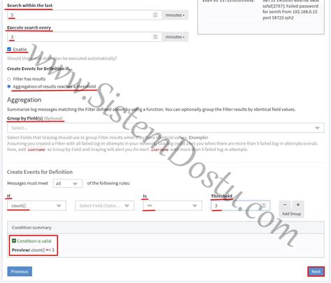 Graylog Event Definitions Ayarlamaları Sistem ve Network Dünyasına