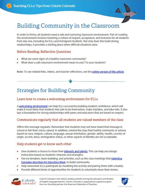 Building Community In The Classroom Colorín Colorado