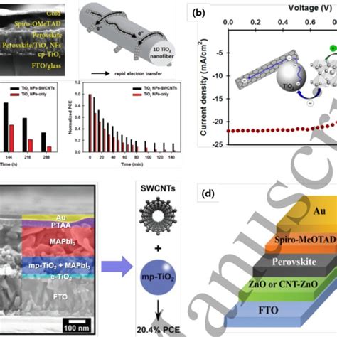 A Sem Image And Schematic Illustration Of The Tio2 Nf Swcnt Hybrid