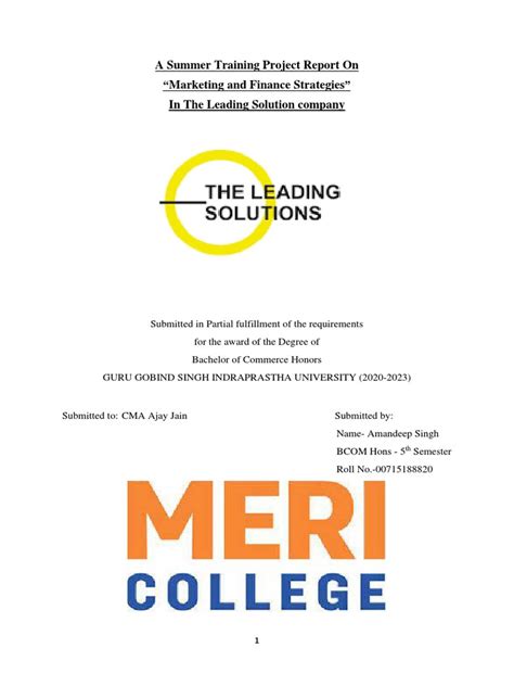 amandeep singh internship project report pdf business