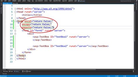 how to disable cut copy and paste in the entire asp web form