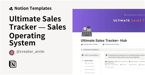 Ultimate Sales Tracker — Sales Operating System Template By Arvin Asyikin Notion Marketplace