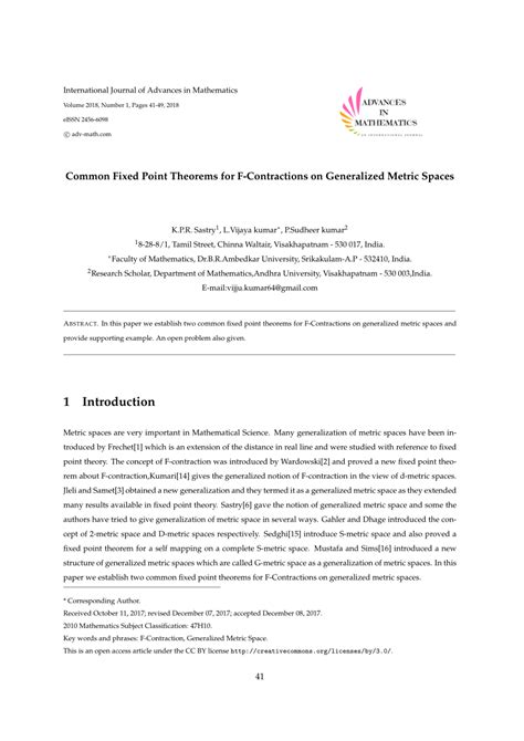Pdf Common Fixed Point Theorems For F Contractions On Generalized