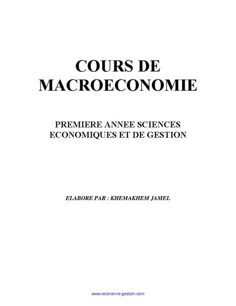 Cours Complet Macroeconomie S2 Economie Cours De
