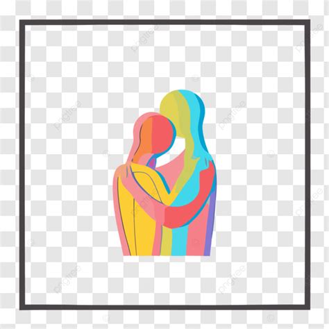 Colorful Print Of People Hugging In A Frame Vector A Simplistic