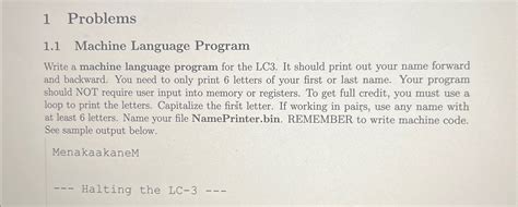 Solved 1 ﻿problems11 ﻿machine Language Programuse My Name