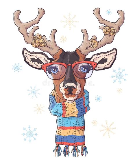 Portrait Deer Glasses Hat Stock Illustrations 114 Portrait Deer