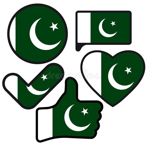 Flag Of Pakistani In The Shape Of Button Heart Like Check Mark Flat