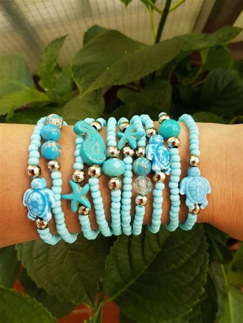Friendship Bracelet Boho Chic Stretch Bracelets Turtle Bead Ocean