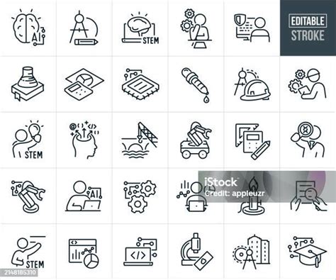 Stem Thin Line Icons Editable Stroke向量圖形及更多stem 主題圖片 Stem 主題